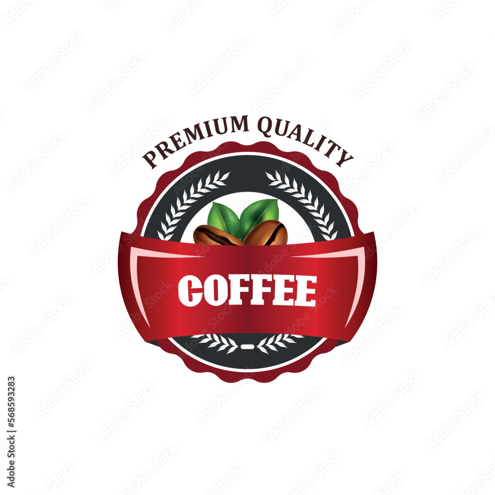 vector red coffee label isolated on white background Stock Vector ...