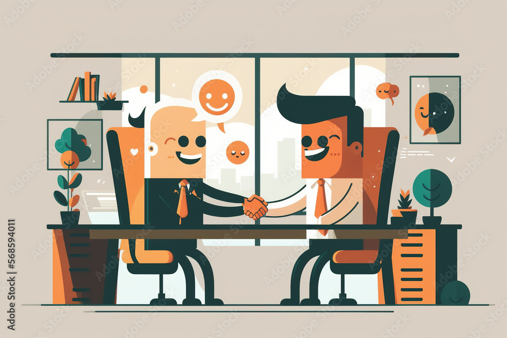 Business Deal Cartoon Vector, Business Men Shaking Hands in the Office ...