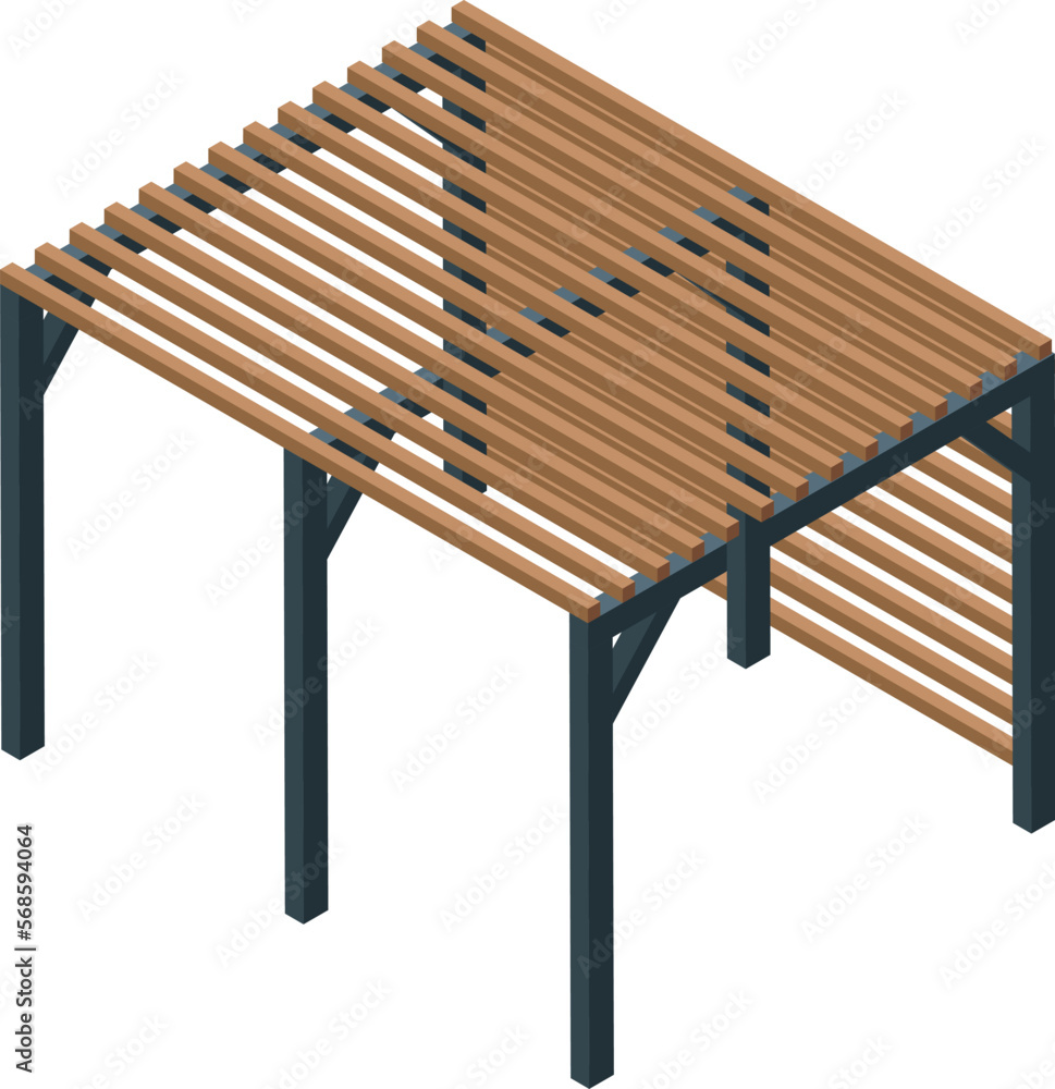 Garden pergola icon isometric vector. House architecture. Wood summer ...