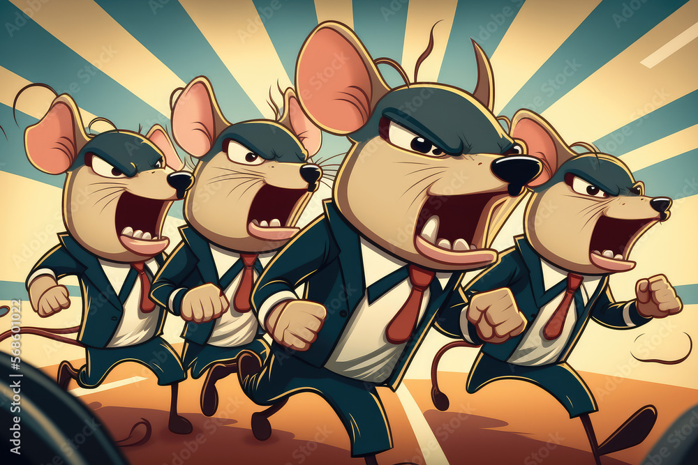 Rat race cartoon concept art, business competition, businessman ...