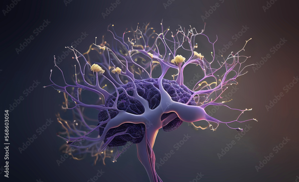 Neuron cells shown conceptually with brain. Alzheimers plaque dementia ... Neuron cells shown conceptually with brain. Alzheimers plaque dementia ...