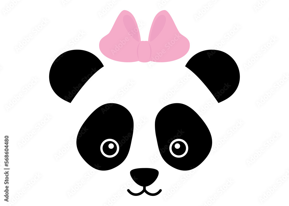 Cute panda girl with bow, vector illustration for kids, simple hand ...