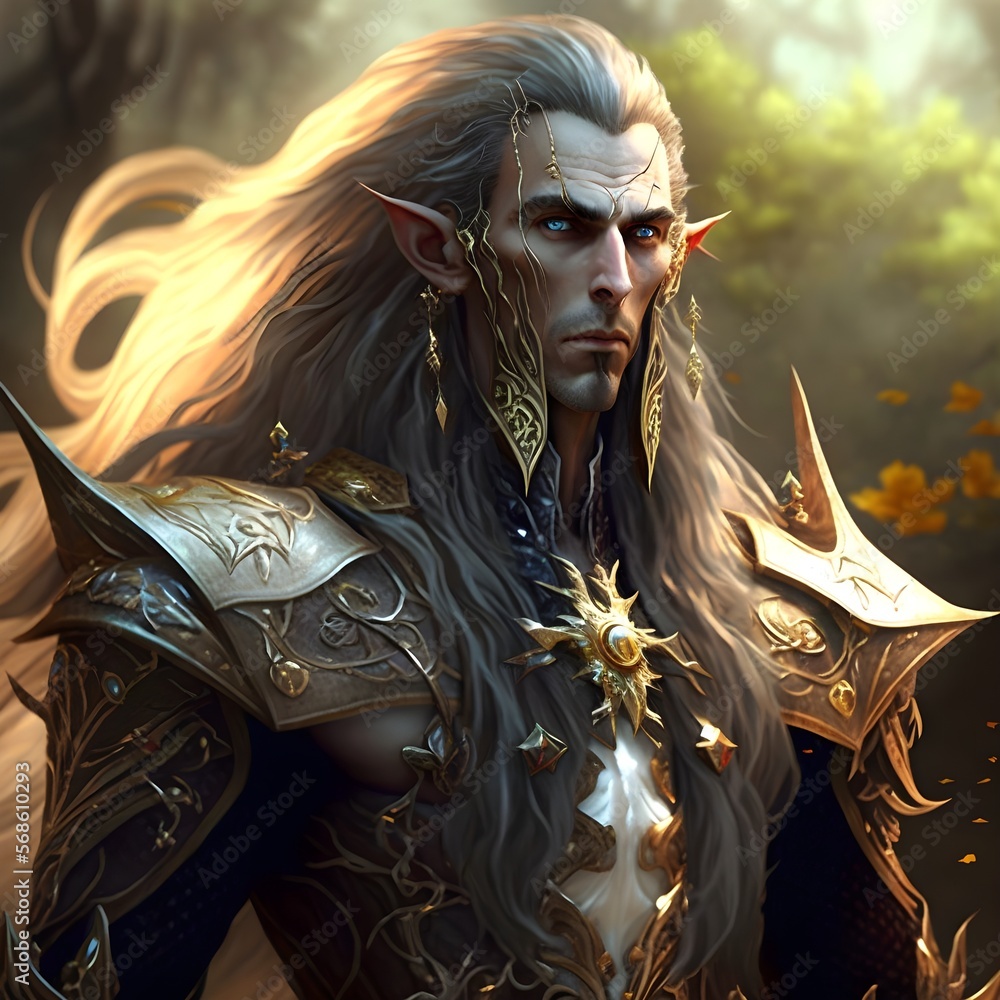 elf man fantasy full body golden eyes concept art photorealistic ...