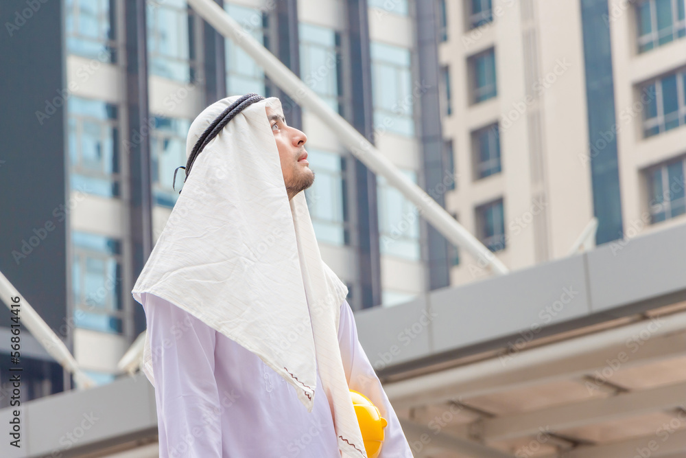 Arab man Construction civil engineer at building construction site ...