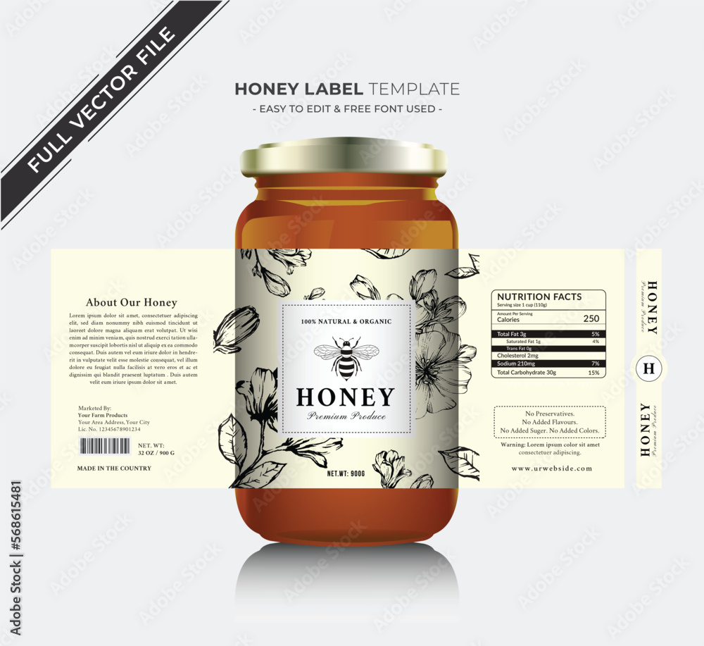 Honey label and natural honey design with honey vector new honey jar ... Honey label and natural honey design with honey vector new honey jar ...