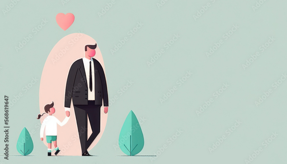 Hand drawn father day graphic illustration banner template copy space ...