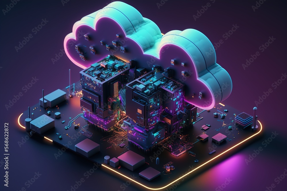 Cloud computing technology modern concept digital art background ...