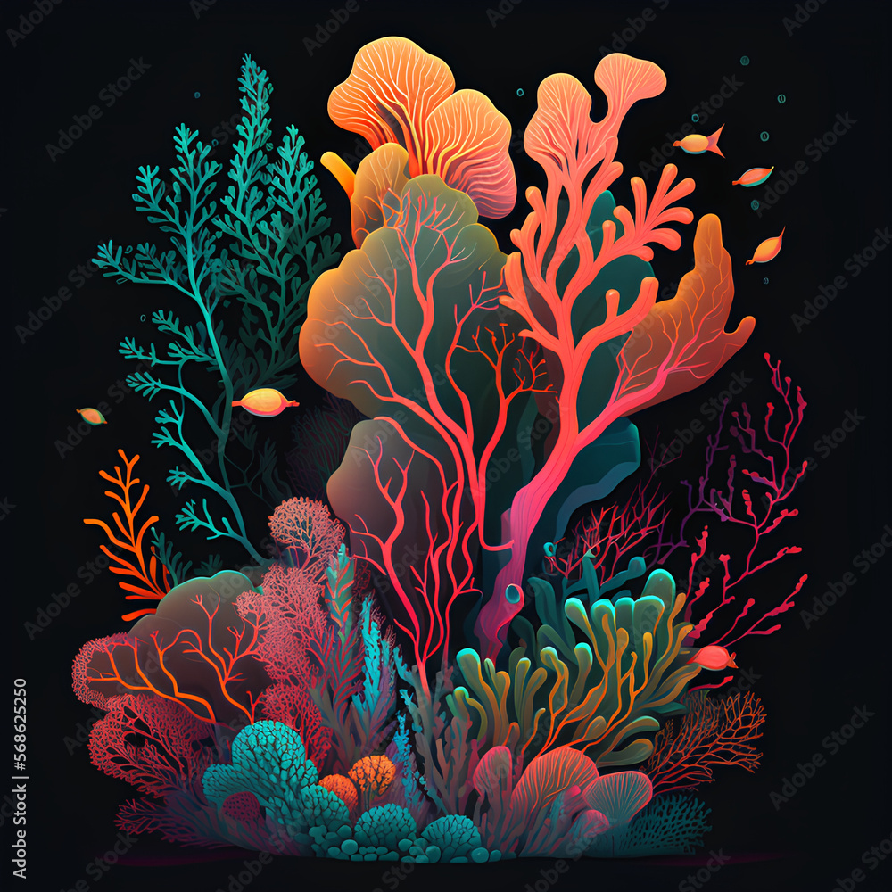 Amazing arts of the coral, iconic colorful, detail, attractive and ...