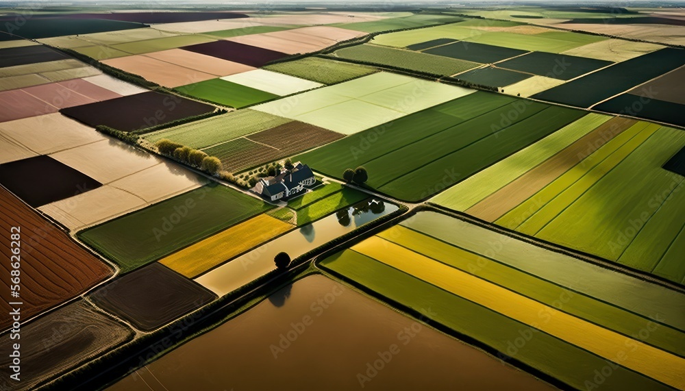 Aerial Panoramic View Of Farms And Agricultural Fields : Stunning Drone ...