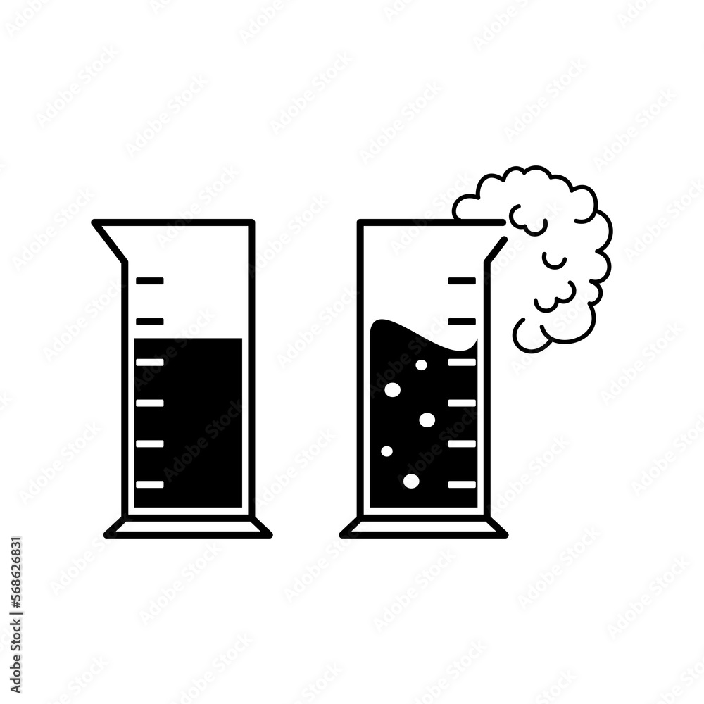 Set ikon vektor garis besar laboratorium sains kimia. Farmasi dan kimia ...