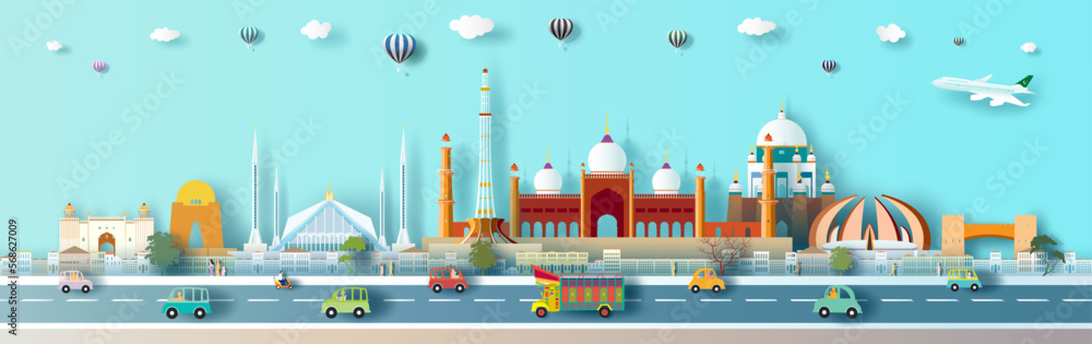 Travel landmark Pakistan in city downtown architecture skyline and Asia ...
