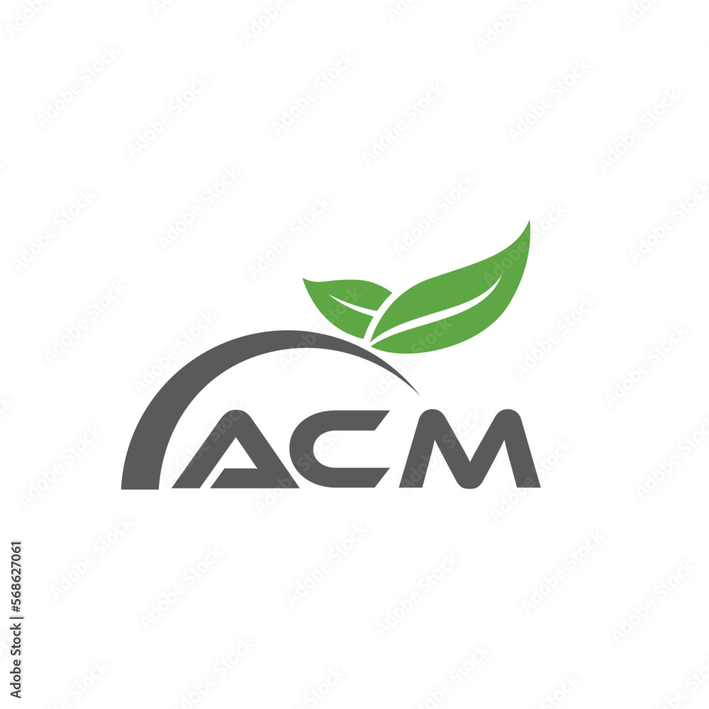 ACM letter nature logo design on white background. ACM creative ...
