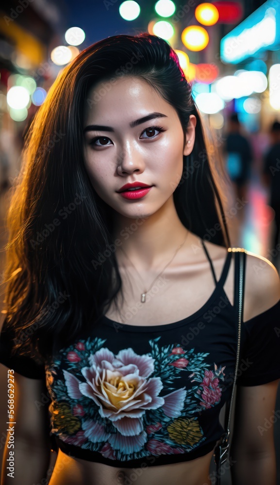 Very attractive sexy Thai ladies posing in Bangkok. generative ai Stock Illustration | Adobe Stock