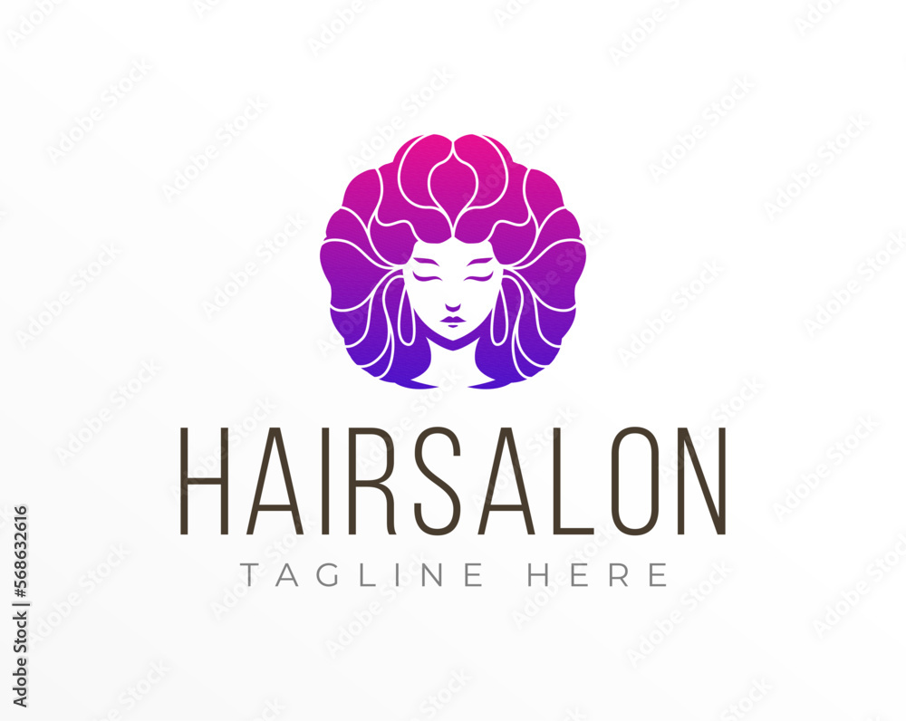 Woman's Wavy Hair Logo Design. Beauty Lady Vector Illustration. Stock ...