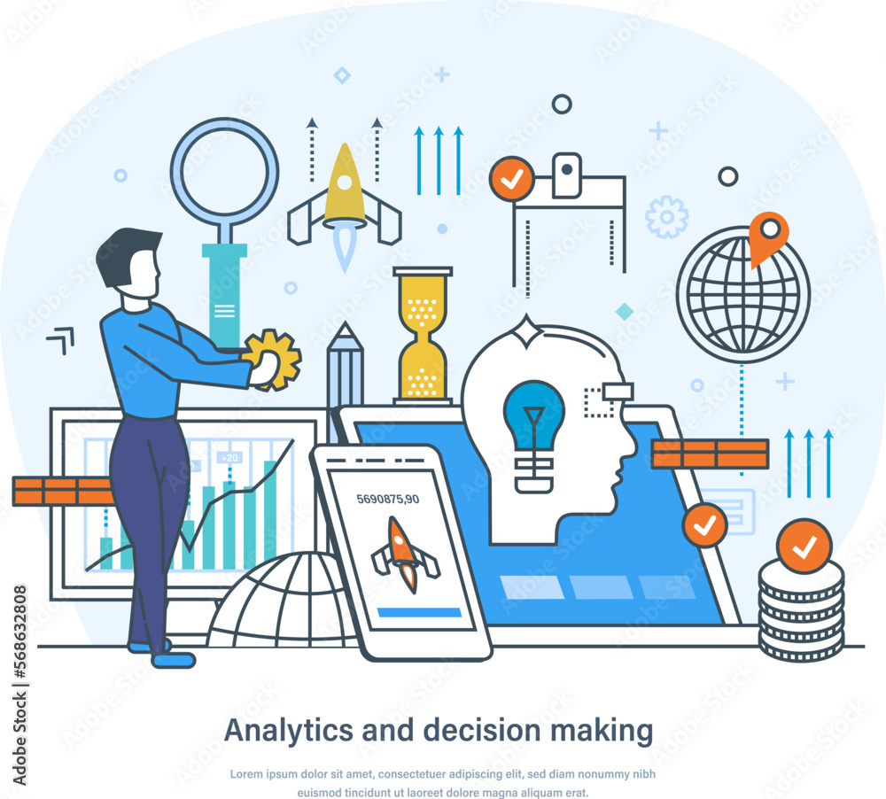 Analytics and decision making process business strategy concept ...