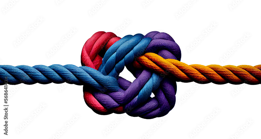 colorful rope link with strong, Concepts for the team, connect ...