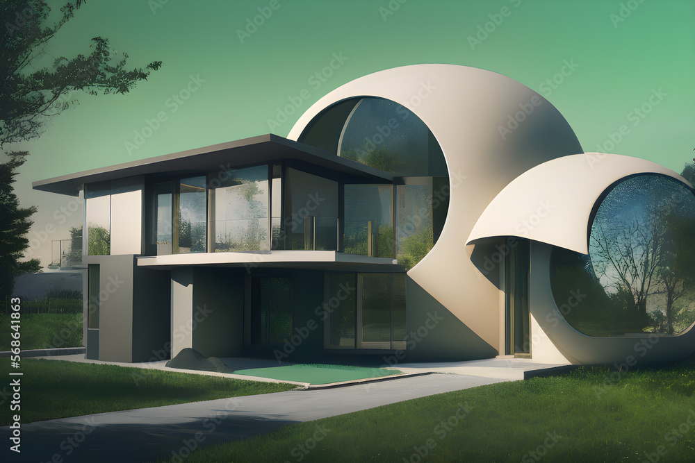 Avantgarde house architecture design concept art. Generative AI Stock ...
