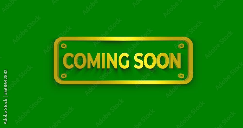 Coming soon Animation. Text animated banner 3D effect in golden color ...