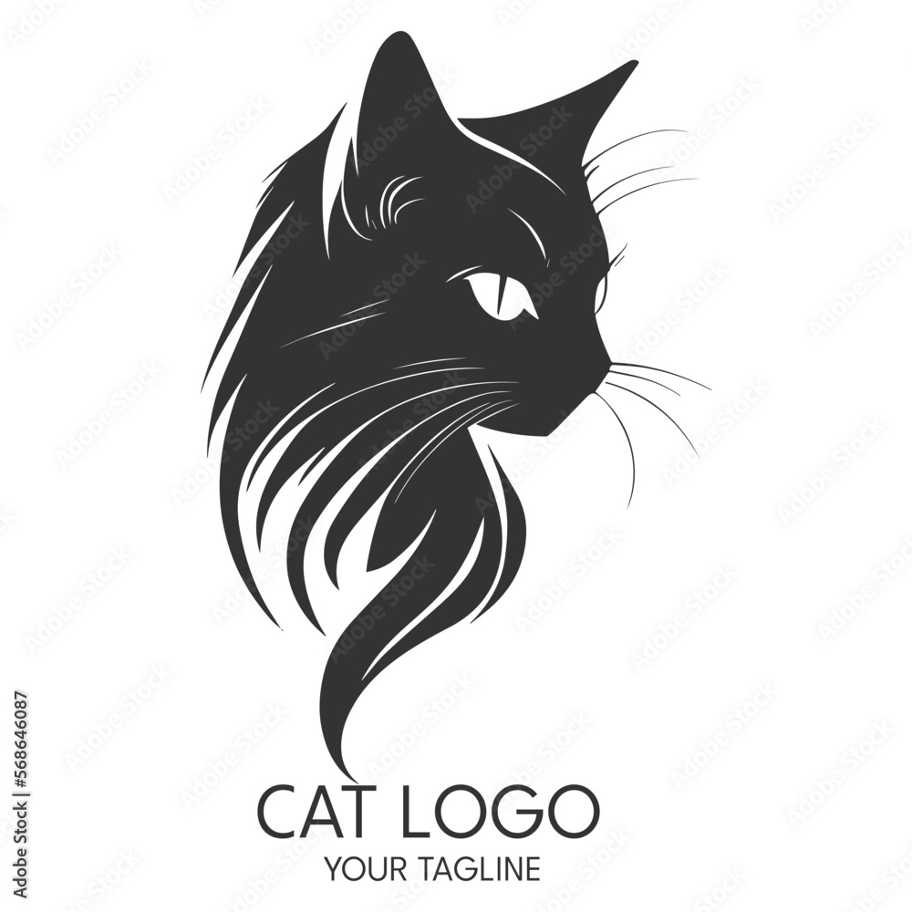 Silhouette art cat logo, vector template Stock Vector | Adobe Stock