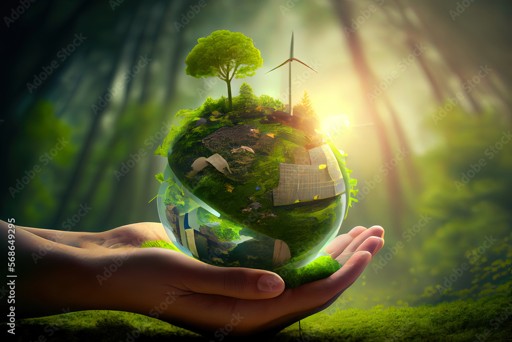 Photo world environment day glass globe on soil in nature concept for ...