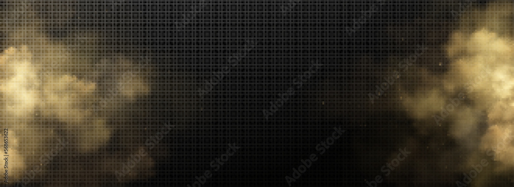 Brown dust border, sand and smoke clouds. Effect of sandstorm, wind ...