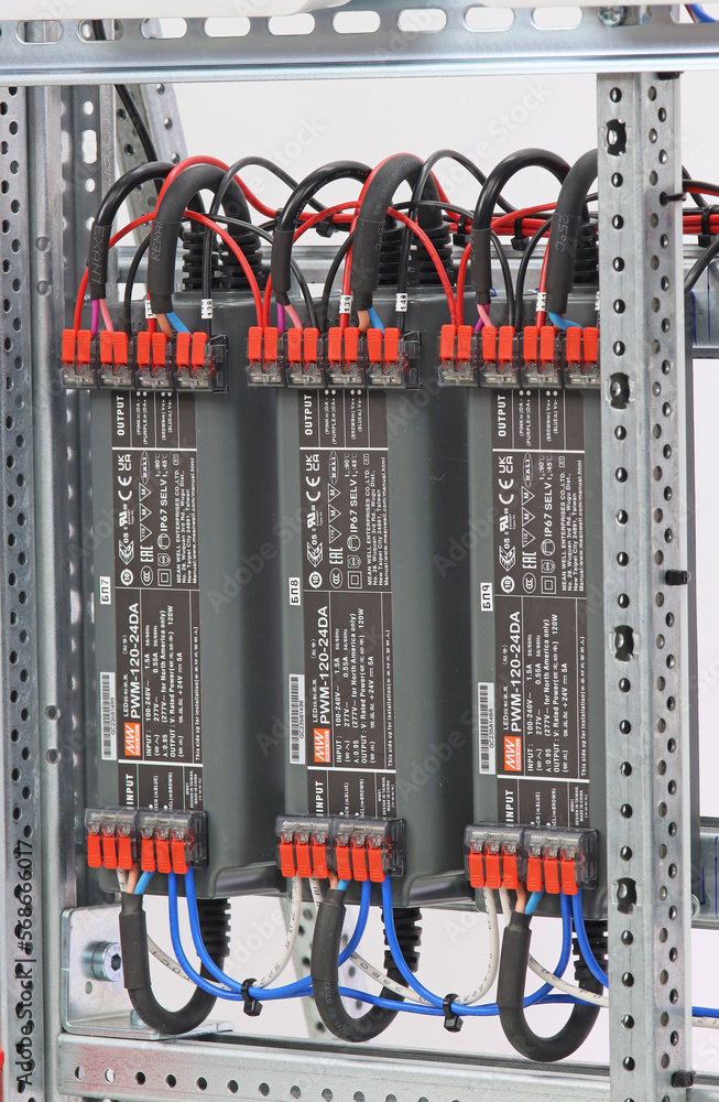 The Mean Well power modules for LED lighting are installed in an ...