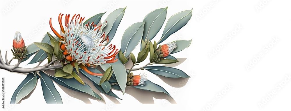 Australian native plants on black background. Modern concept banner ...