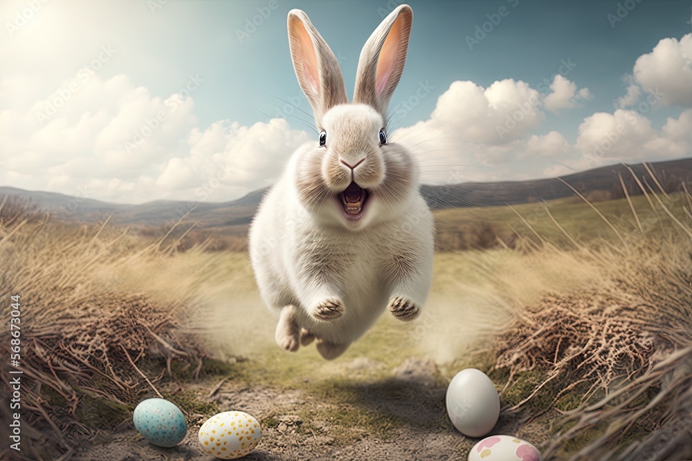 Easter Bunny Running