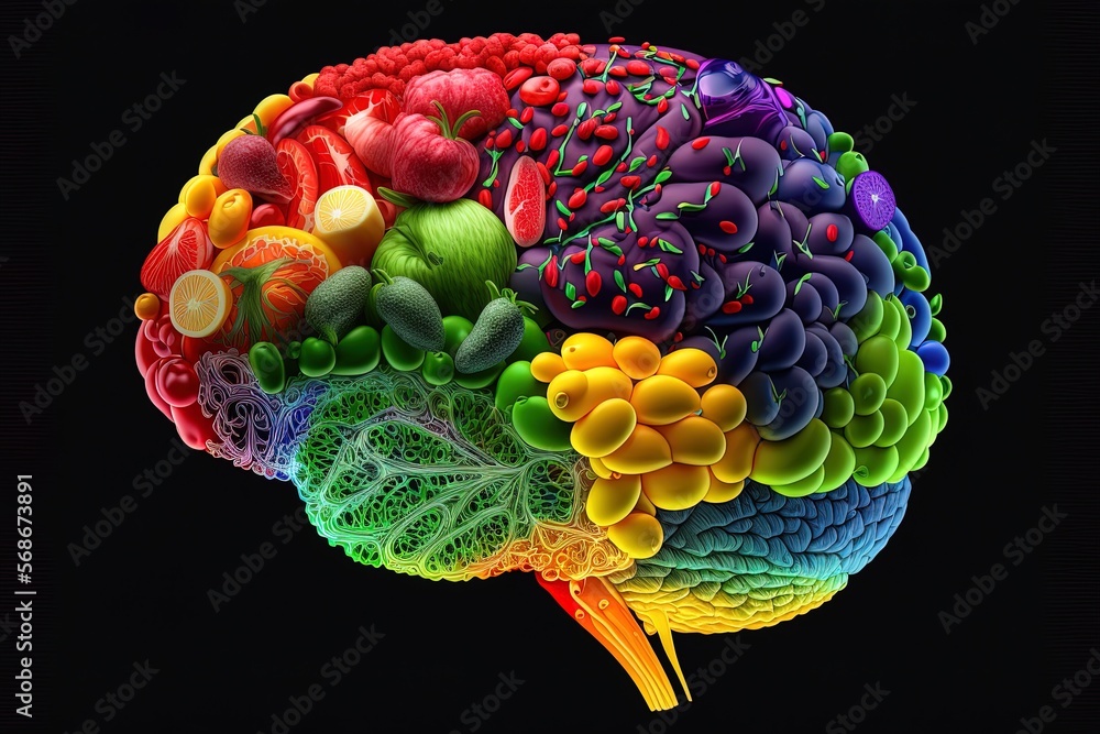 Human brain made of fruits and vegetables created using Generative AI ... Human brain made of fruits and vegetables created using Generative AI ...
