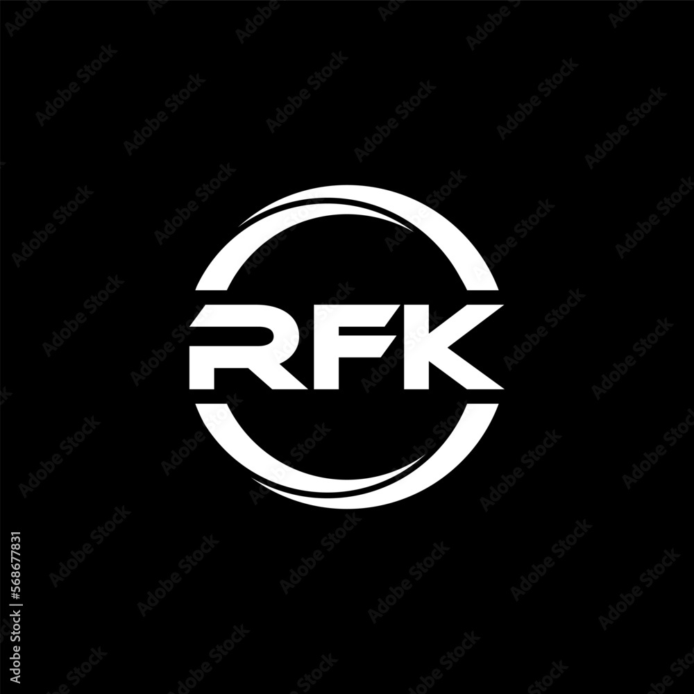 Vecteur Stock RFK letter logo design with black background in ...