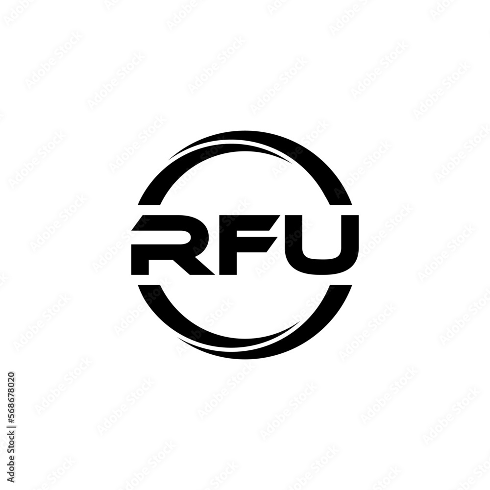 Vetor do Stock: RFU letter logo design with white background in ...
