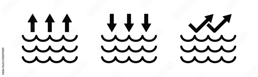 Water evaporation and condensation icon. Wave evaporation and ...