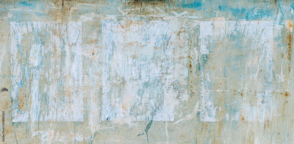 Torn Ripped Aged Paper Poster Street Wall Surface. Blue and White ...