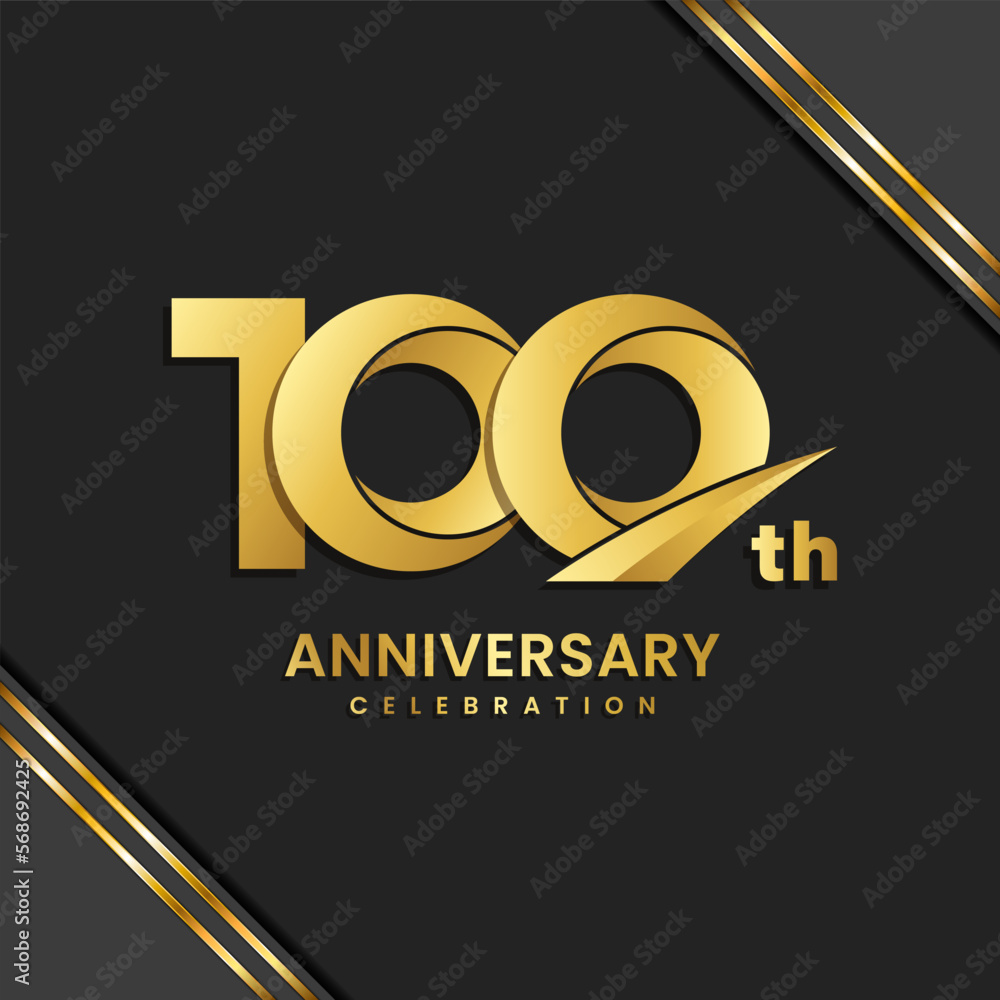 100th anniversary logo design with golden color for anniversary ...