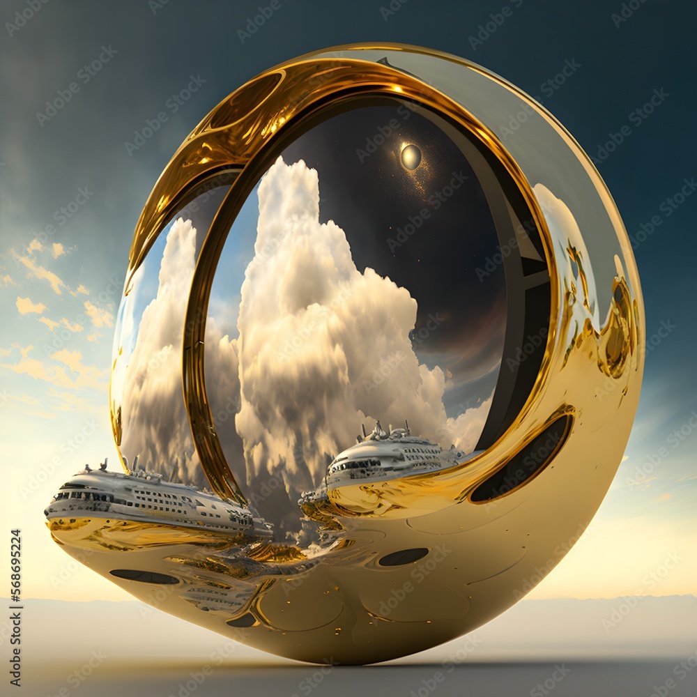 8k 1950s hyper realistic jetsons inspired city floating golden clouds ...