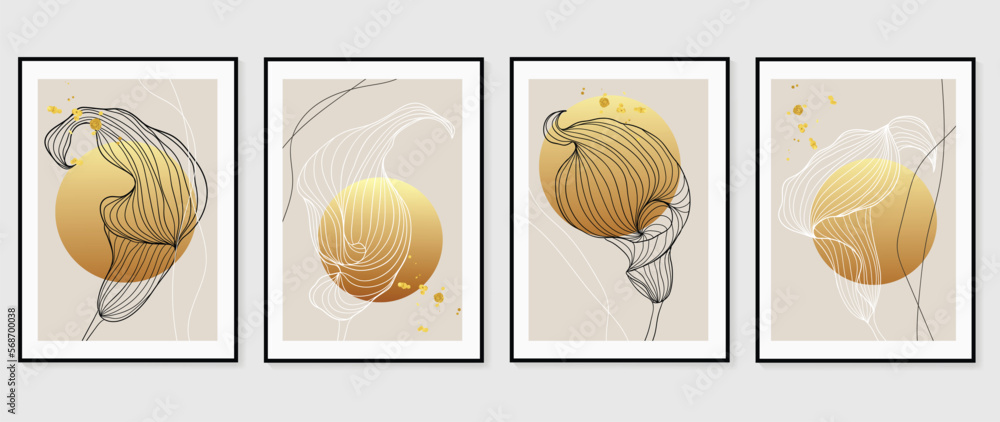 Luxury gold tropical leaves wall art vector set. Botanical exotic ... Luxury gold tropical leaves wall art vector set. Botanical exotic ...