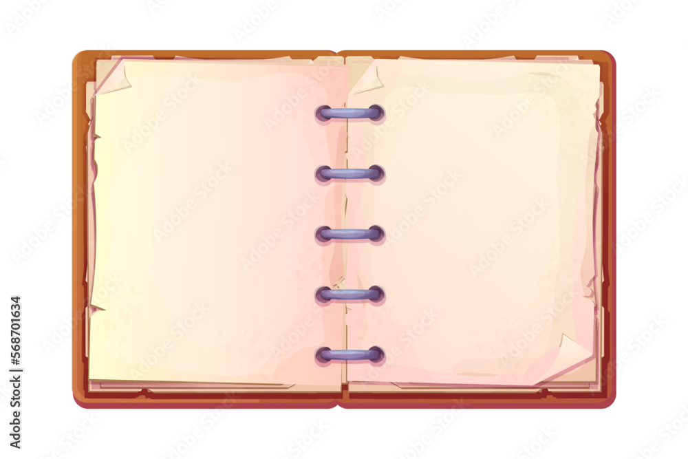 Diary, note book in cartoon style top view isolated on white background ...