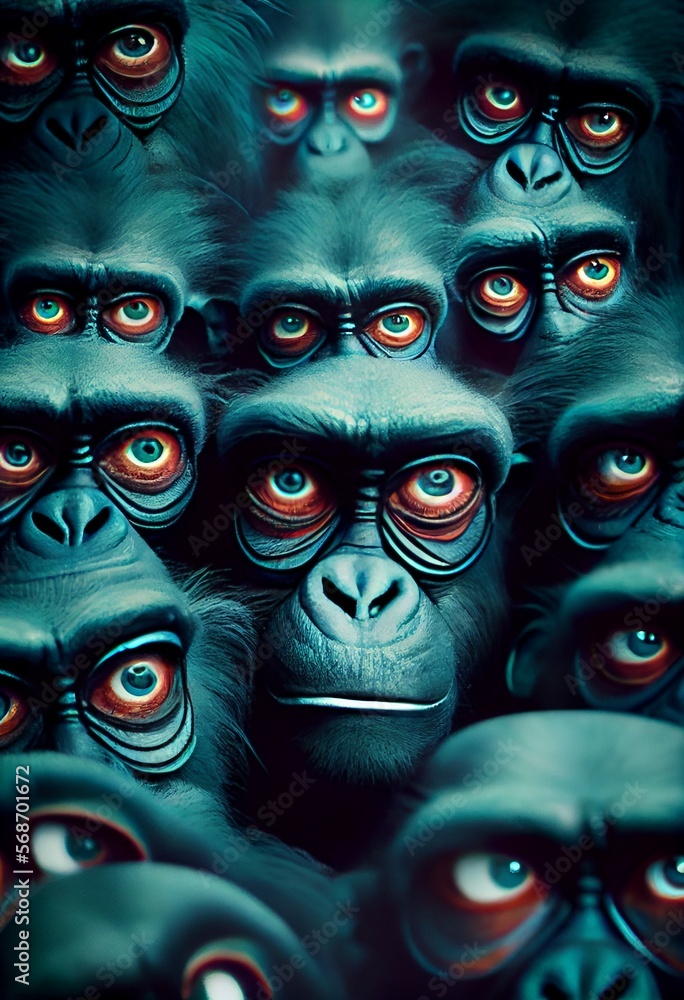 Generative AI abstract render of bonobos Stock Illustration | Adobe Stock