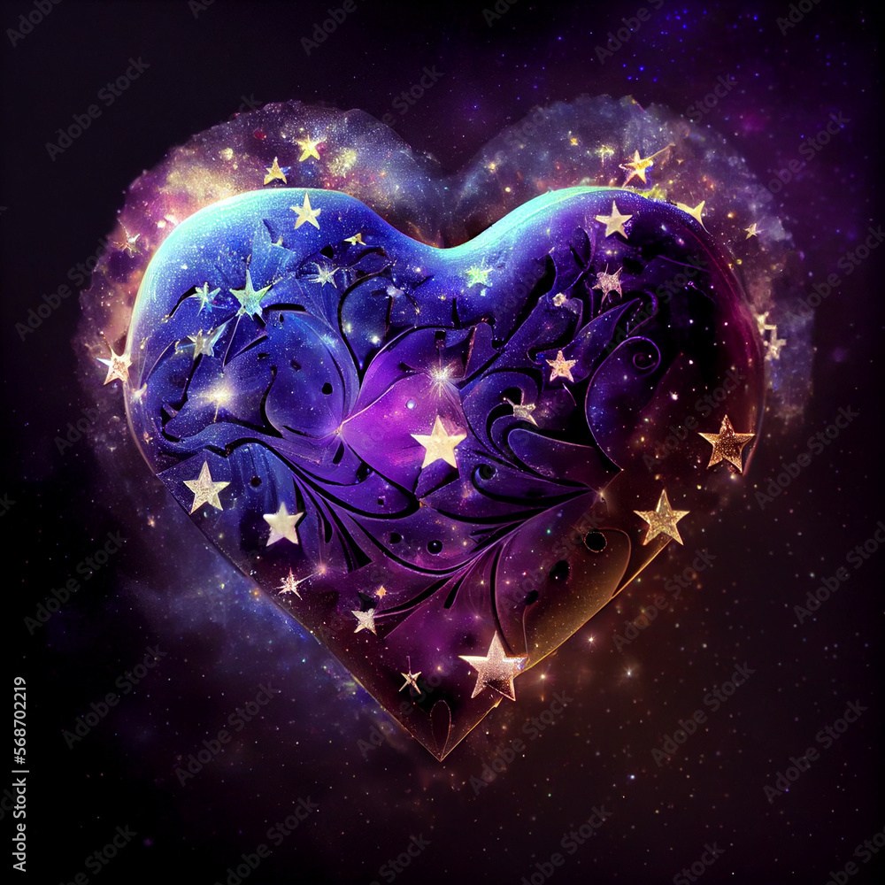 Star-studded heart in space symbolizing love and infinity. Heart shape ...