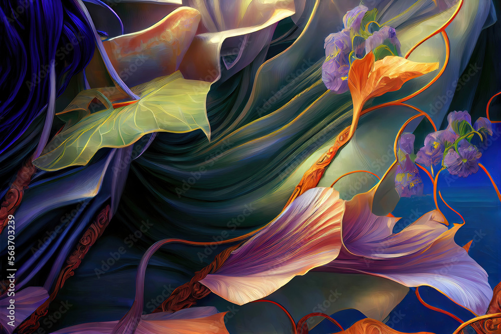 Abstract fantasy flowers as wallpaper background illustration ...