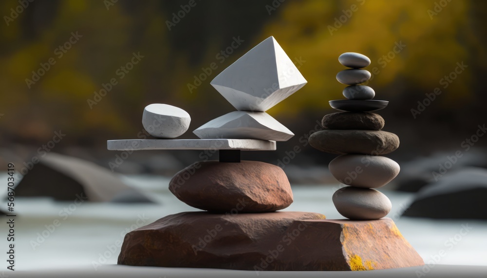 Stunning Balancing Stones in a River Landscape. Unique Display of ...