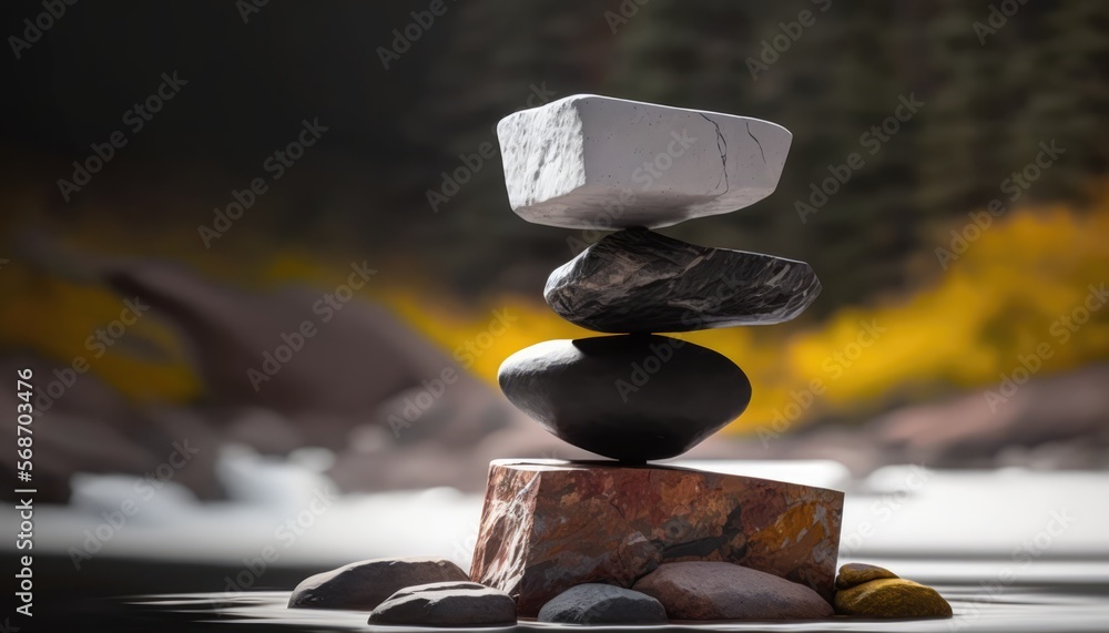 Stunning Balancing Stones in a River Landscape. Unique Display of ...