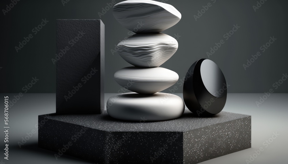 Impossible Balancing Stones Studio Background with Stone Pedestal: A ...