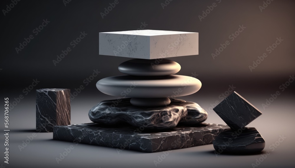 Impossible Balancing Stones Studio Background with Stone Pedestal: A ...