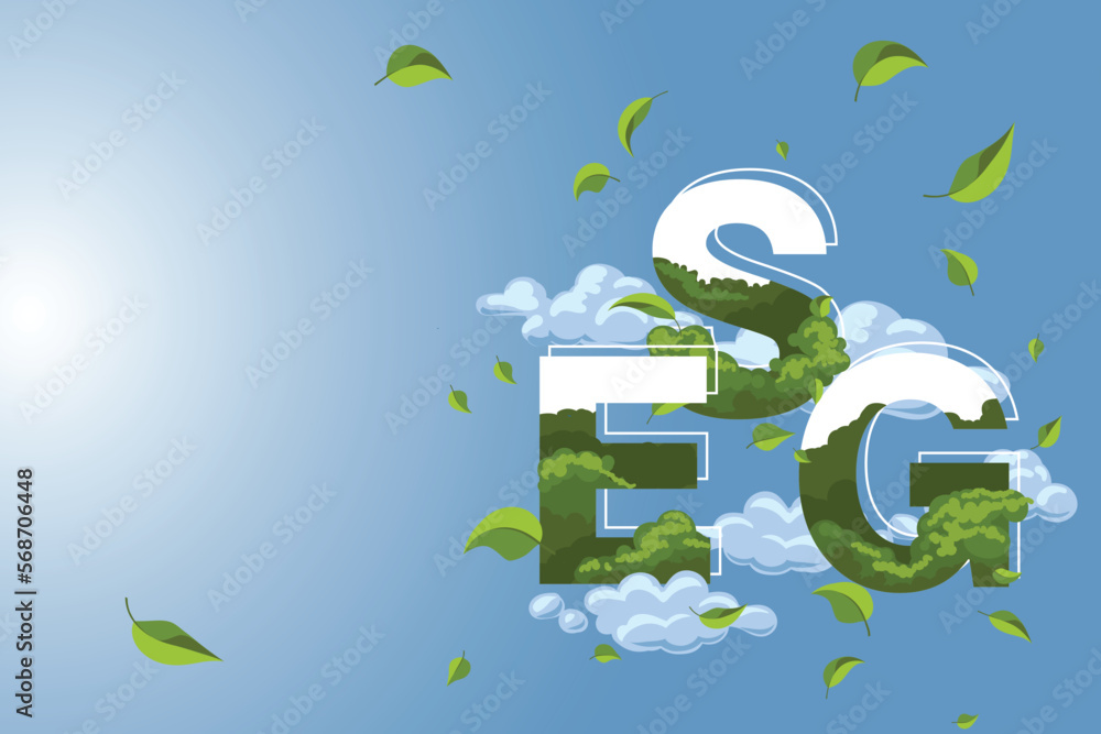 ESG. Environmental Social Governance illustration with copy space ...
