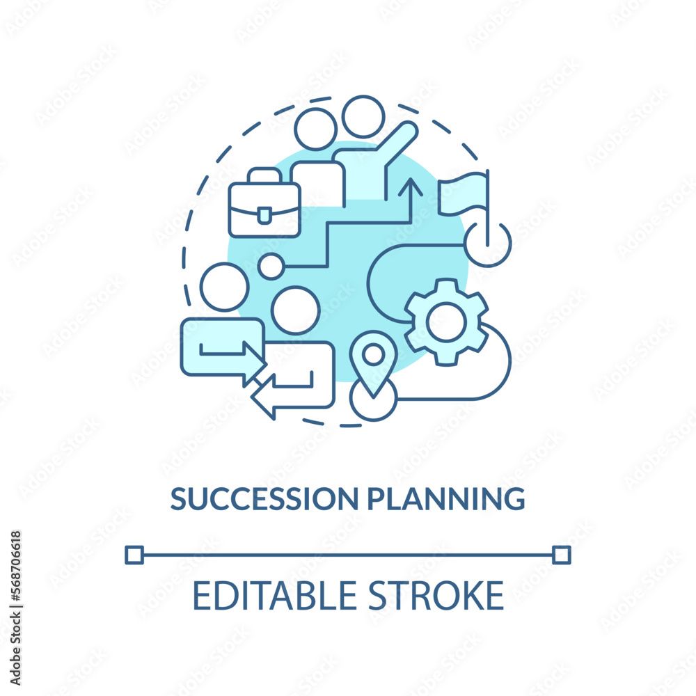Succession planning turquoise concept icon. Existing employees growth ...