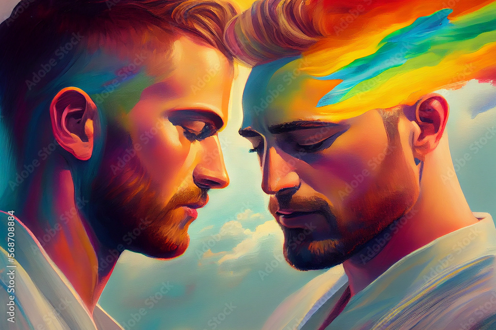 Portrait of two gay men embracing love and affection, generative ai ...