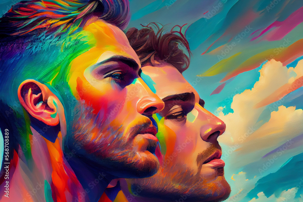 Portrait of two gay men embracing love and affection, generative ai ...
