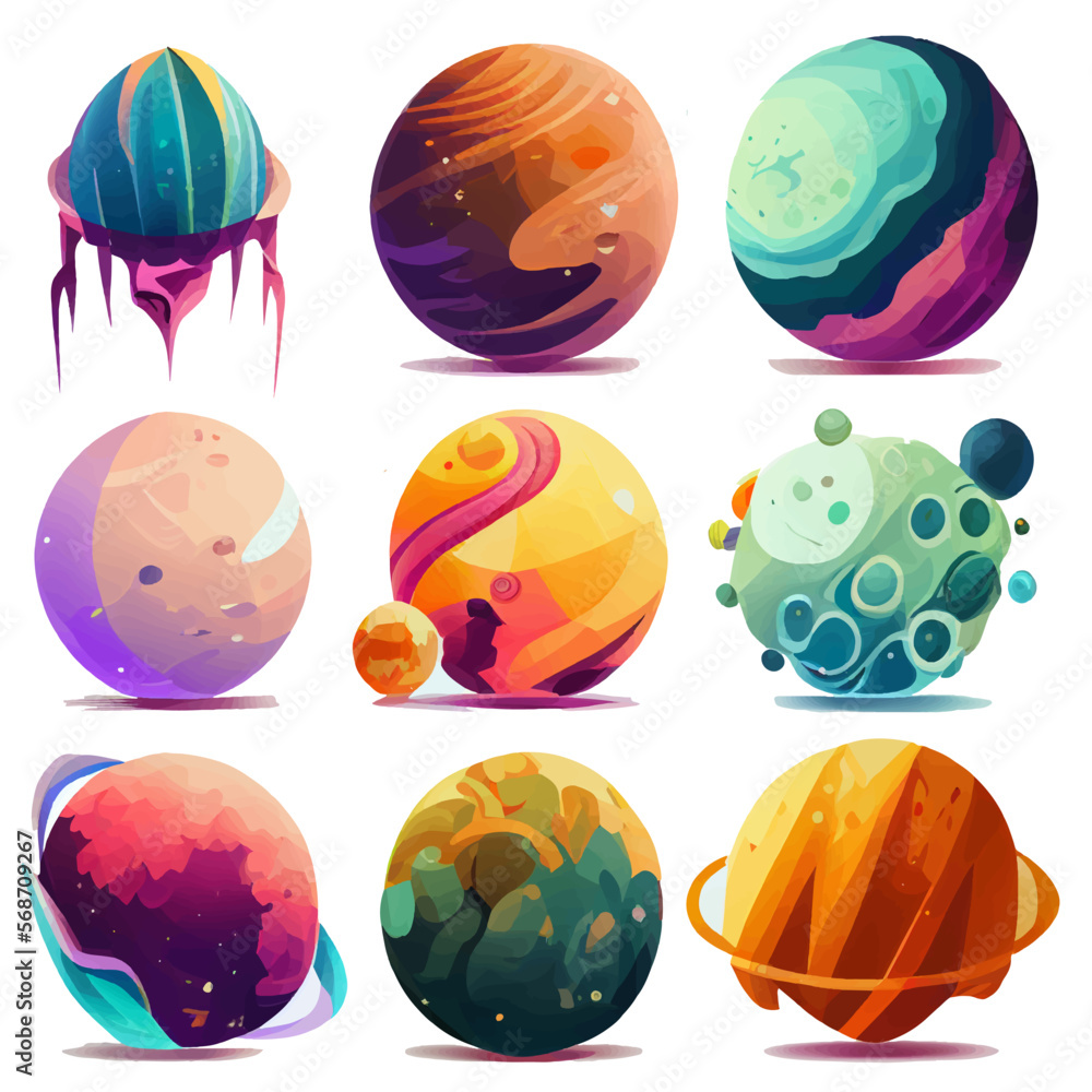 vector set illustration in cartoon style of magic ball or another ...