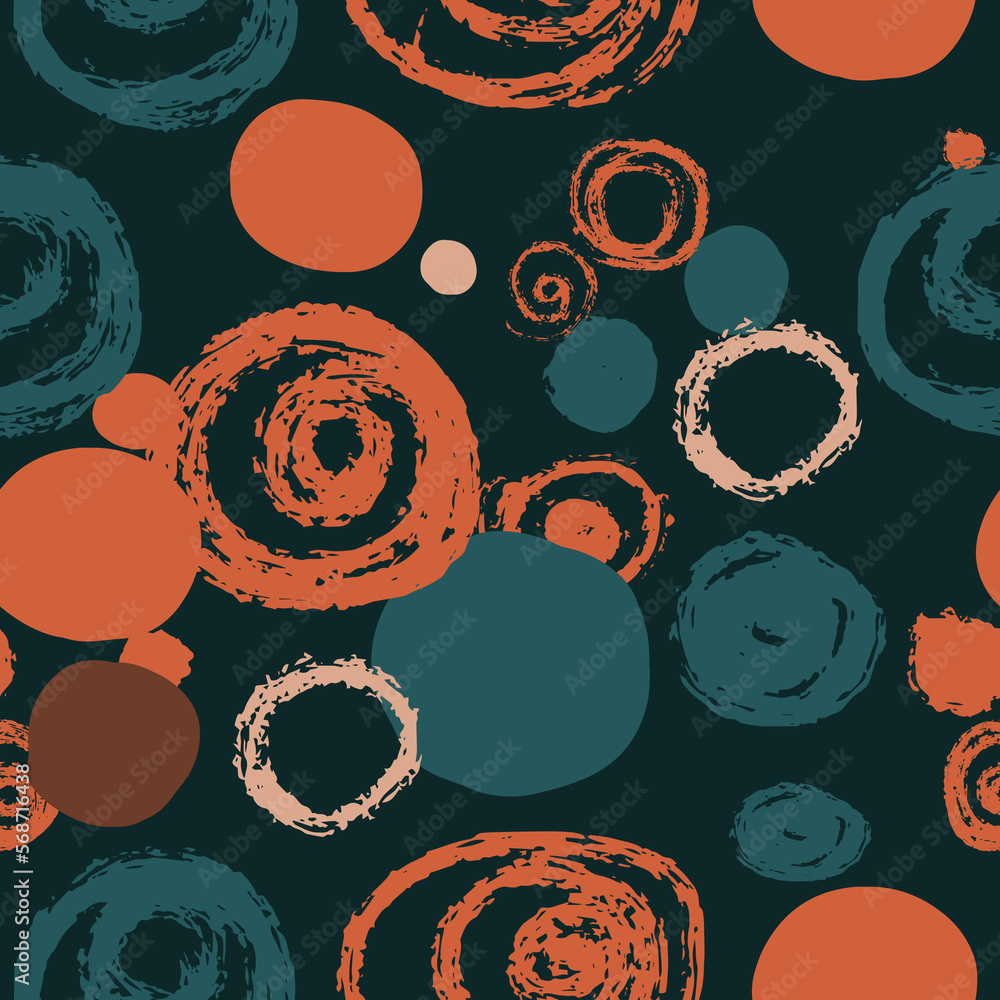 The pattern of colored circles and spots is drawn by hand. Beautiful ...